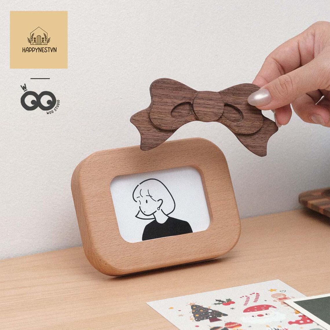 Handmade Wooden Bow Photo Frame – Natural Wood Desk Decor - Etsy