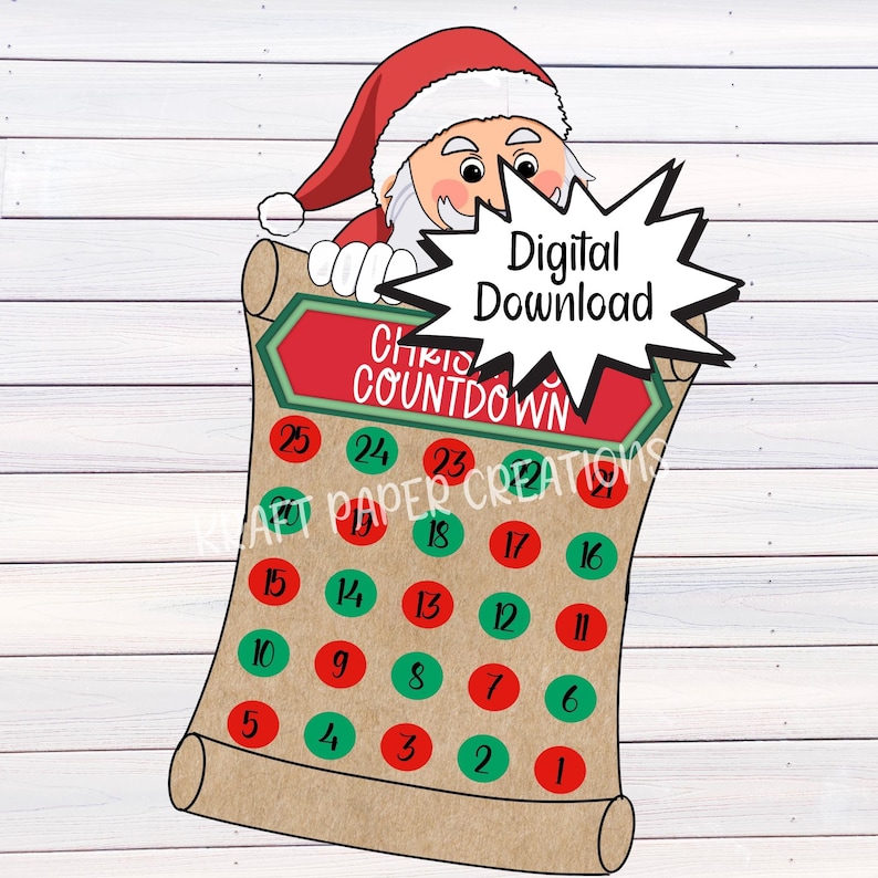 Traditional Santa Christmas Countdown Banner Digital JPEG - Etsy