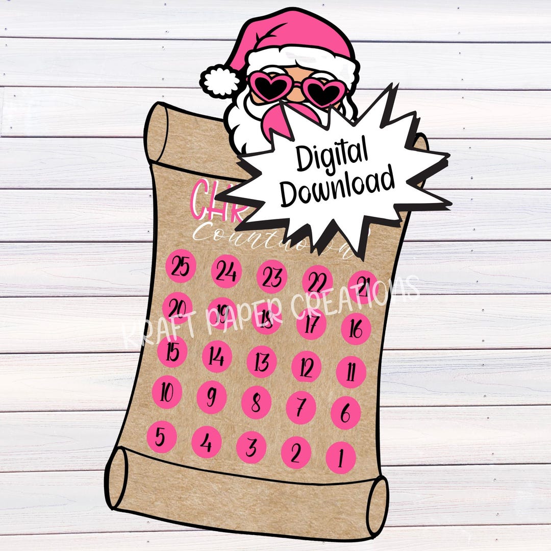 Santa Christmas Countdown Banner Digital JPEG - Etsy