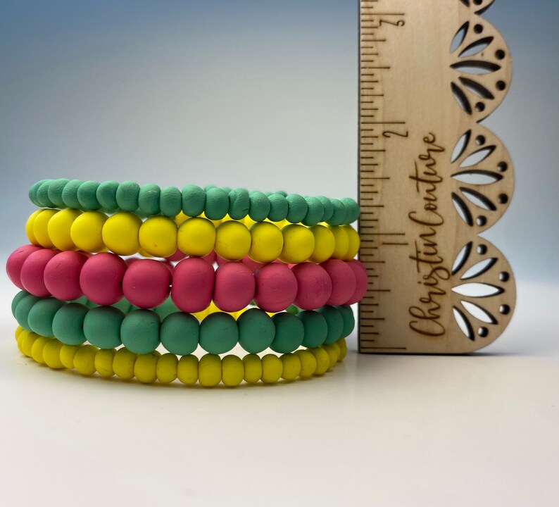 Pink Green and Yellow Beaded Polymer Clay Memory Wire - Etsy