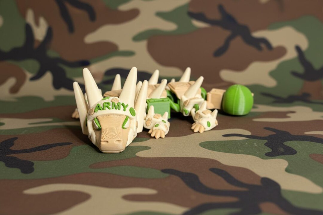 Army Inspired Dragon – 3D Printed Military Fantasy Dragon Figurine - Etsy