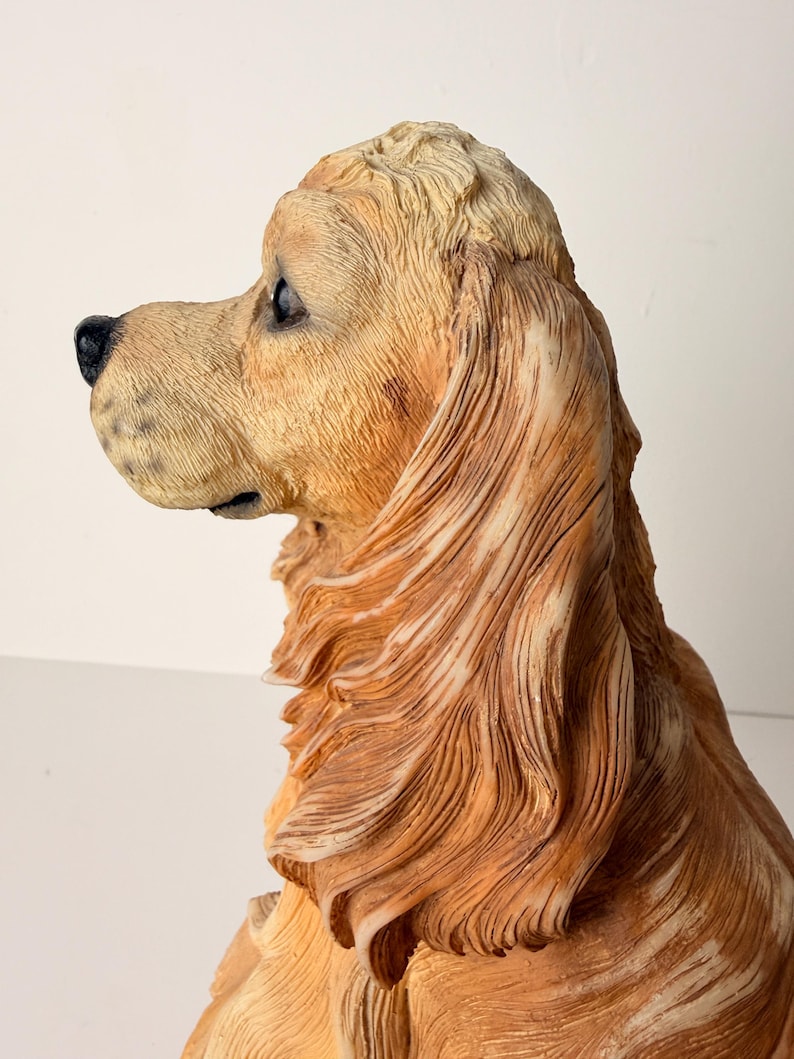 Large Vintage Cocker Spaniel Figurine Realistic Resin Dog Sculpture ...