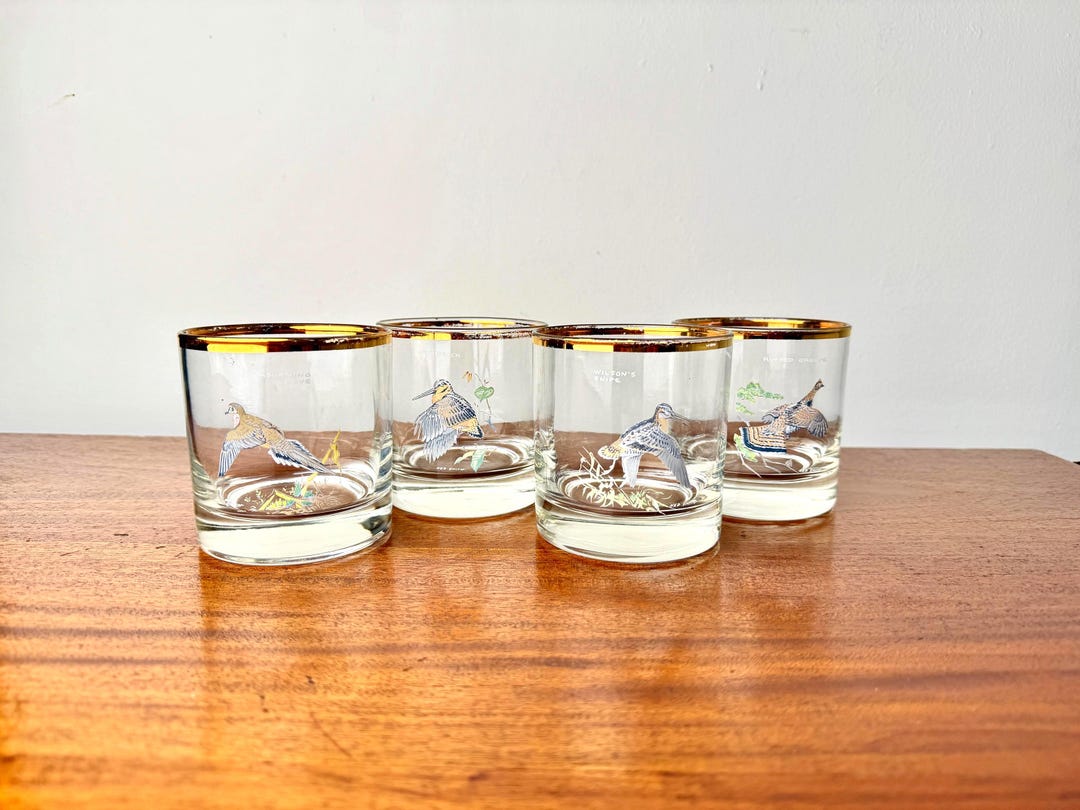 Vintage Ned Smith Wildlife Drinking Glass – Gold Rim Bird Barware - Etsy