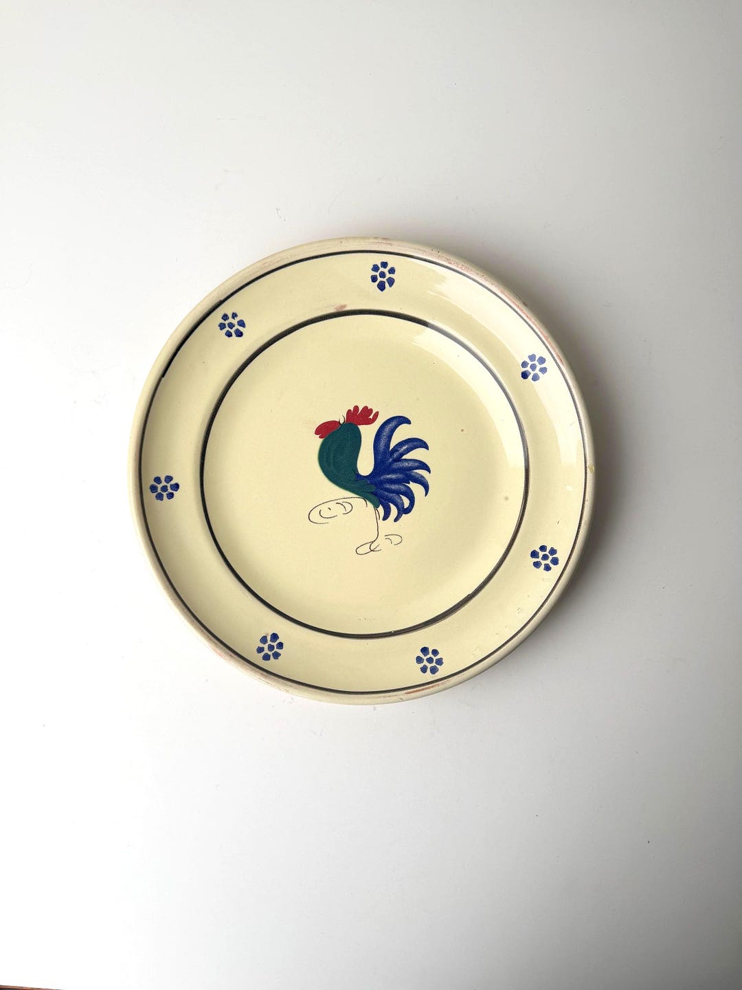 Vintage Italian Rooster Plate – Grottaglie Hand-painted Ceramic Pottery ...