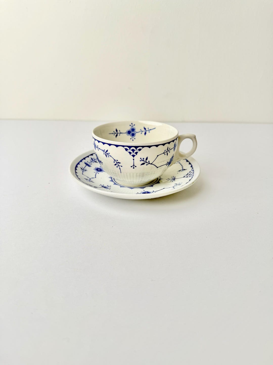 Vintage Furnivals England Tea Cup and Saucer – Blue & White Porcelain ...