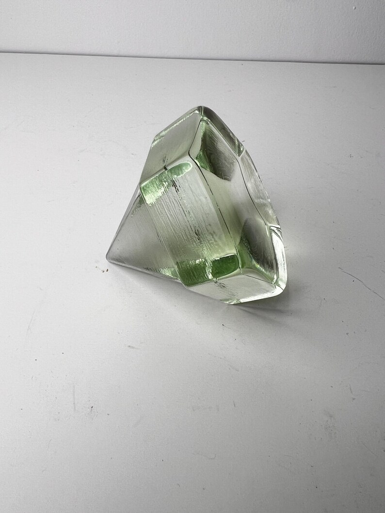 Vintage Green Glass Ship Prism Pyramid Hexagonal Nautical Paperweight ...