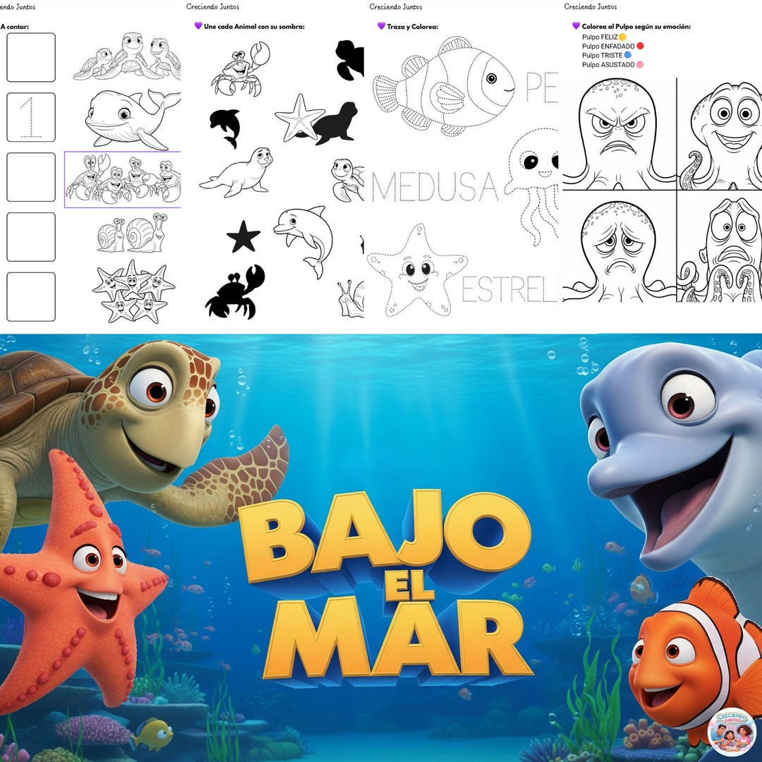 UNDER THE SEA - Printable Booklet for Kids (14 Pages of Educational ...