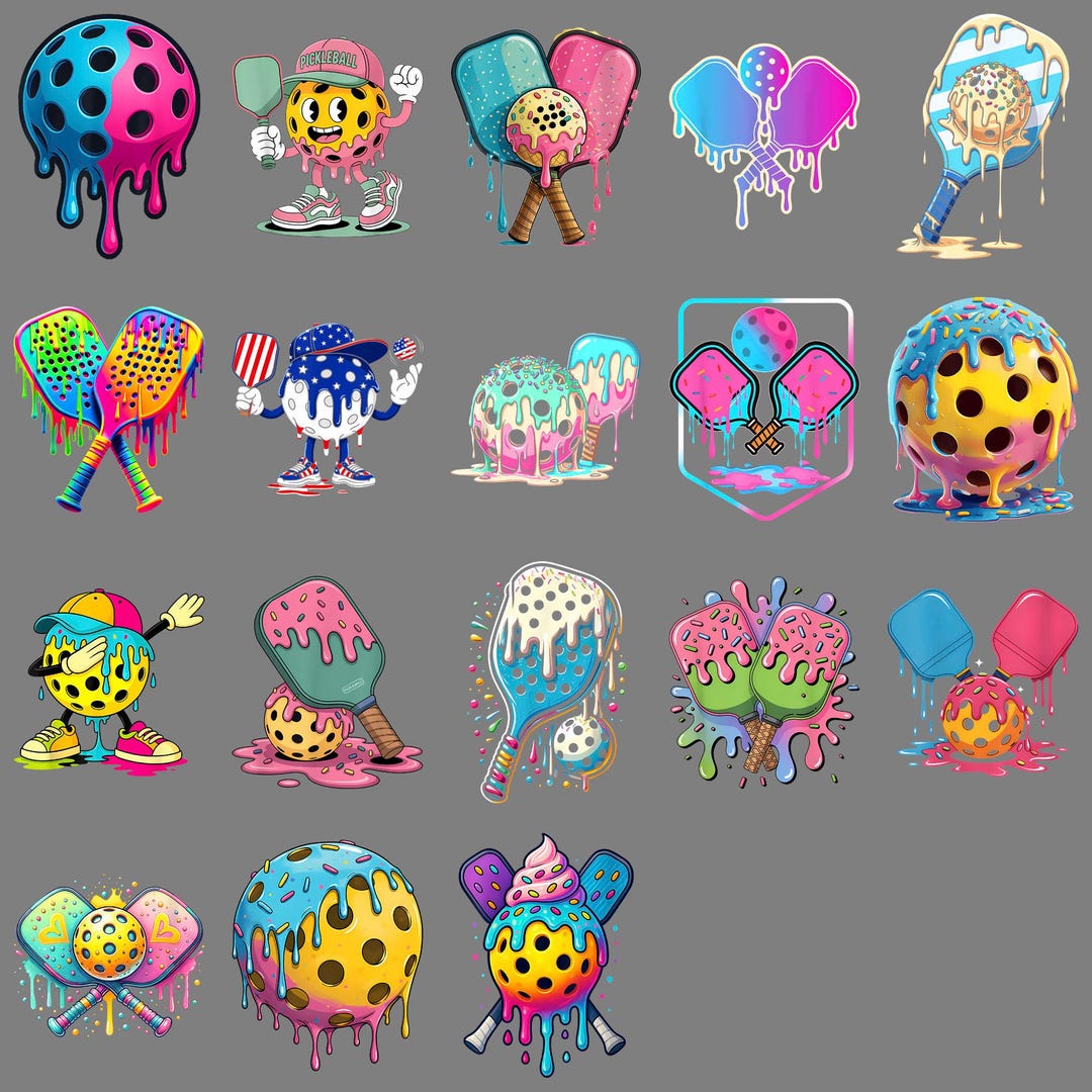 Funny Pickleball Ball PNG, Ice Cream Drip Clipart, Cute Pickleball ...