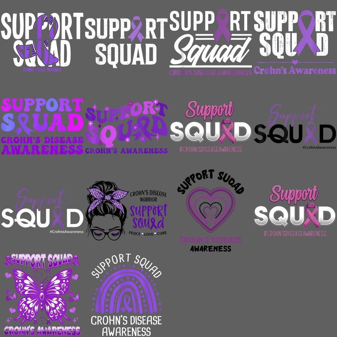 Support Squad PNG, Crohn’s Awareness Warrior Purple Ribbon Clipart ...