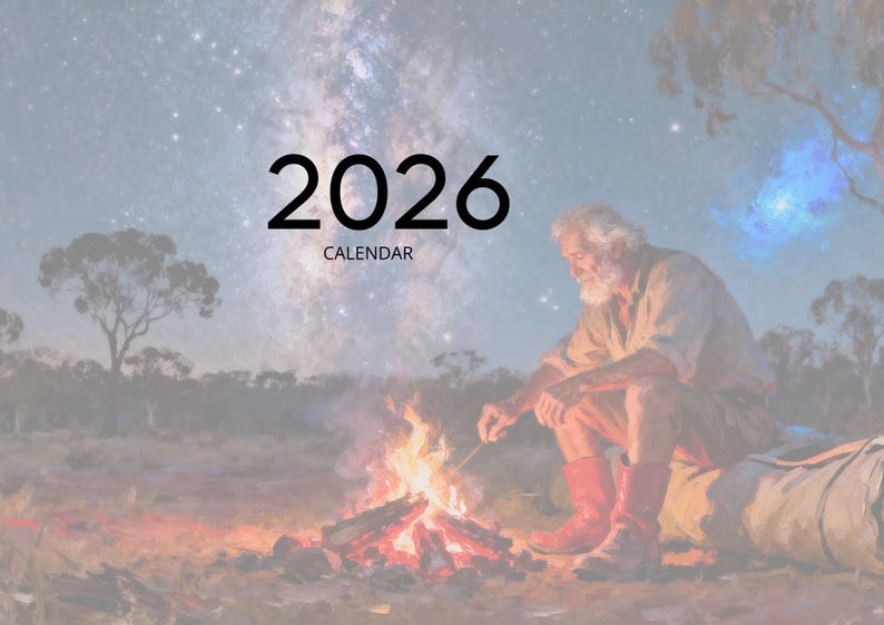 2026 Australian Outback Swagman Calendar – Rustic Bush Art Printable ...