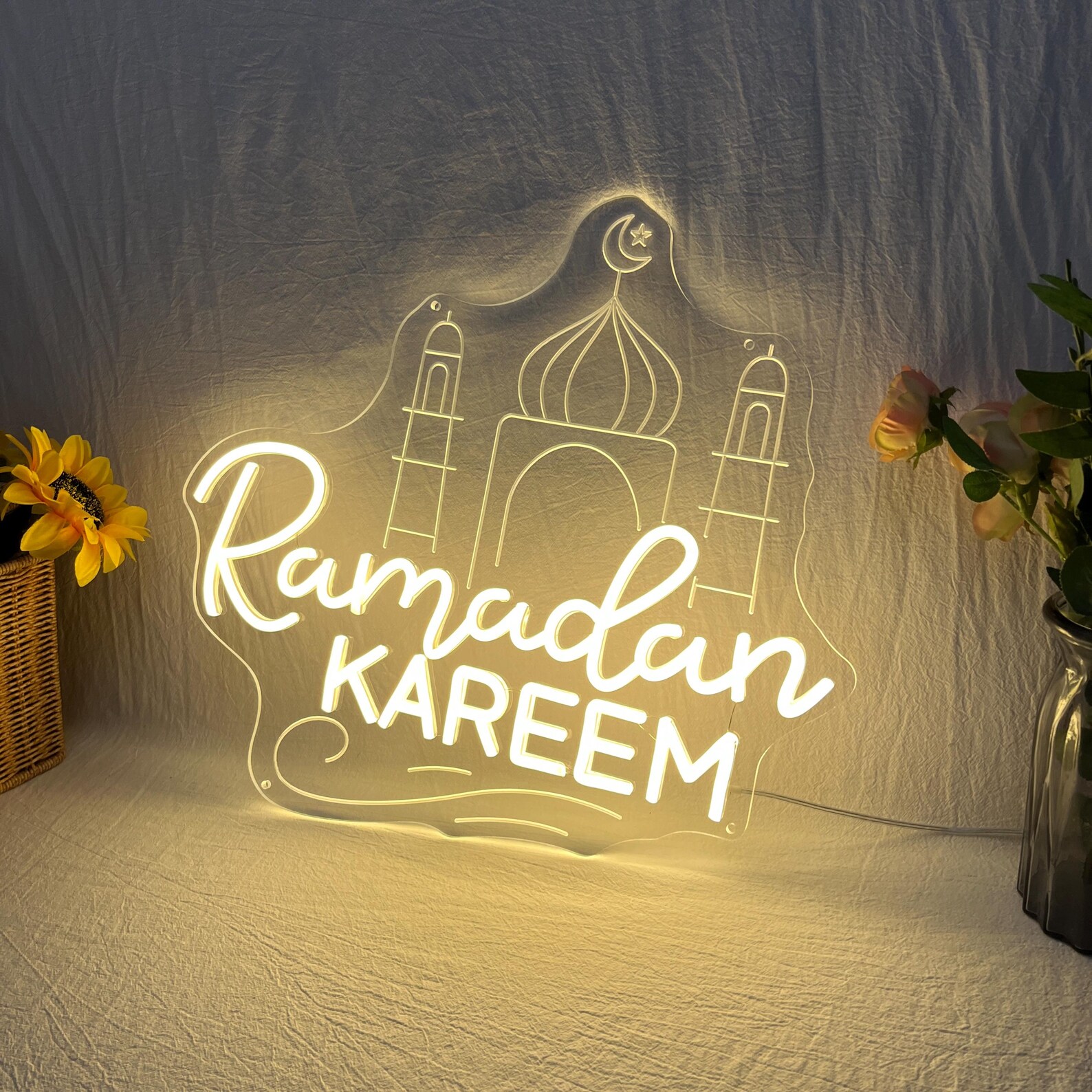 Ramadan Kareem Mosque Neon Sign, Custom Eid Mubarak LED Light, Islamic ...