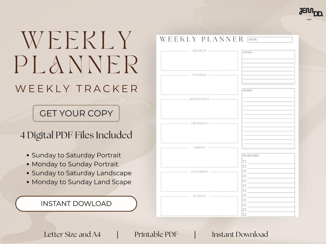 Weekly Planner - Printable Template - Canva Template Available - Etsy