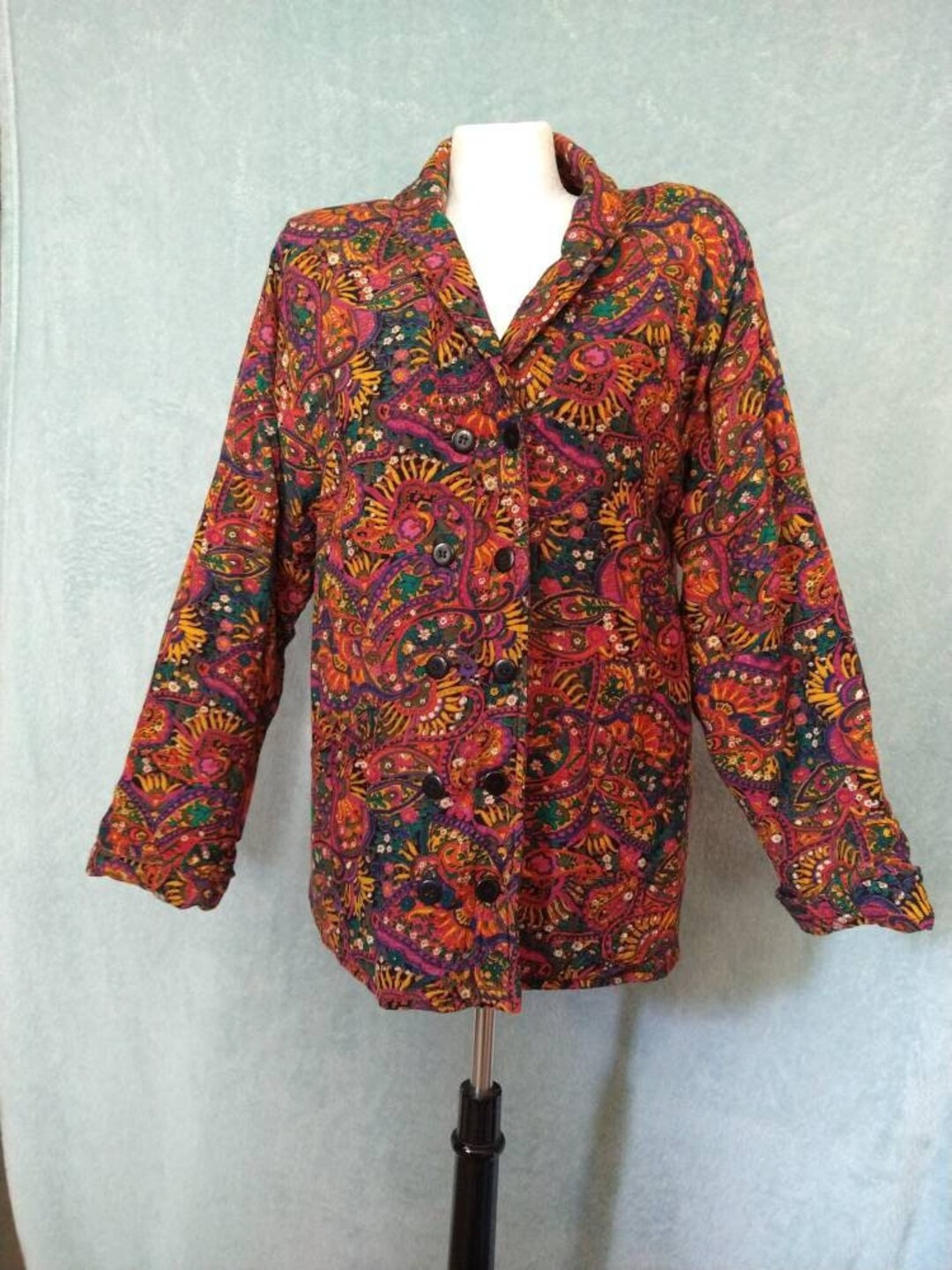 Vintage 90s Phool Psychedelic Rayon Paisley Multicolor Soft Blazer ...
