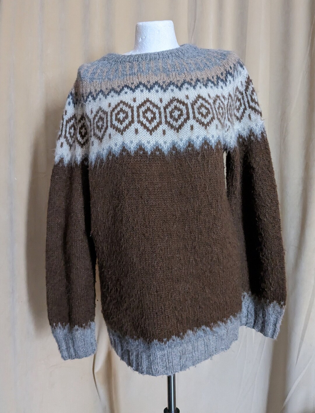Vintage Hand Knit Peruvian Alpaca Wool Sweater by Handicraft / Medium ...