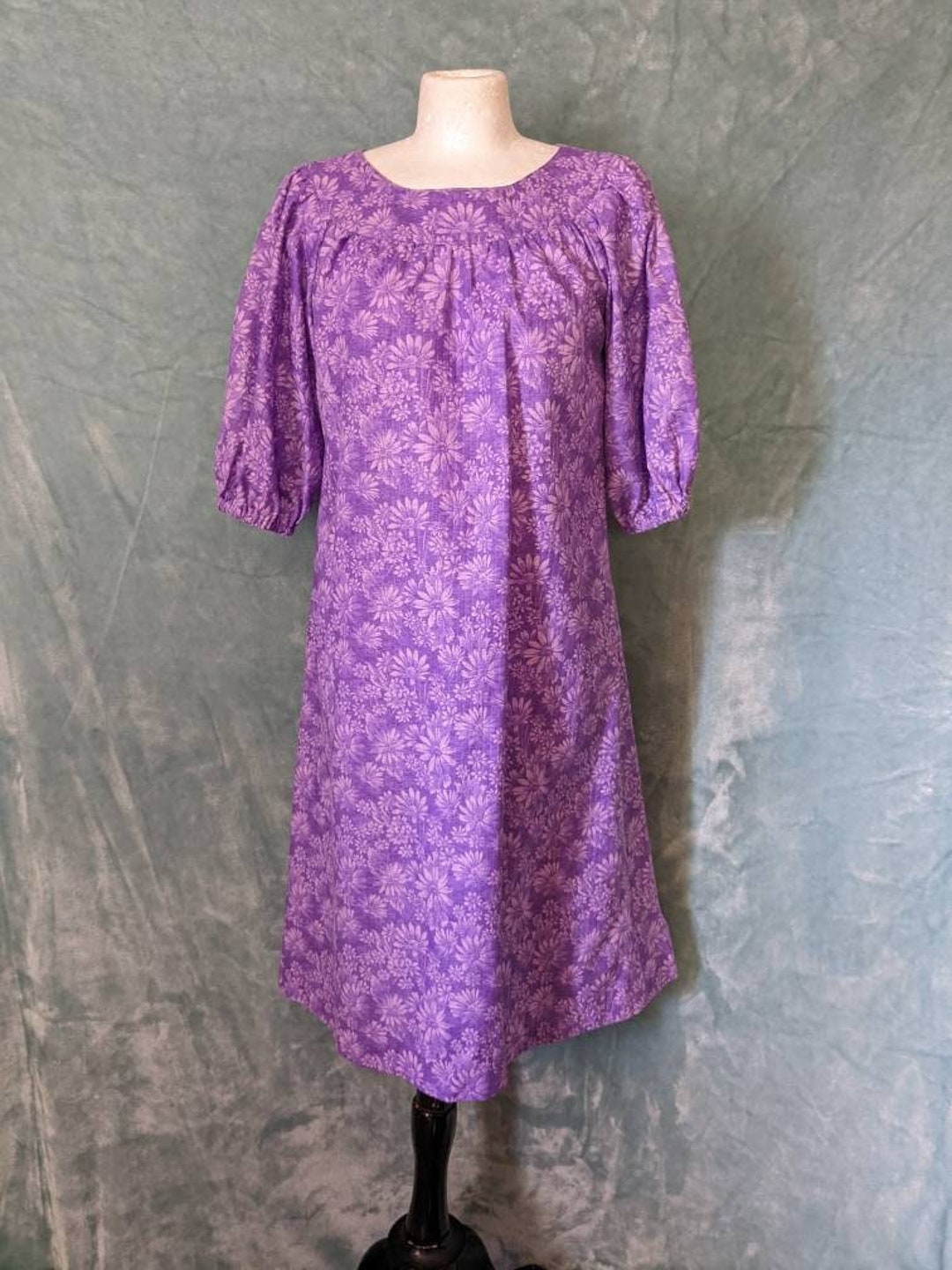 Vintage Handmade Purple Flower House Nap Dress Muumuu / Small Medium - Etsy