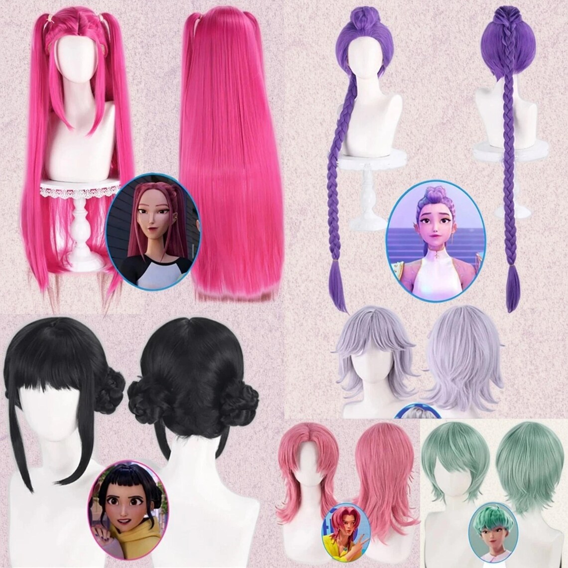 K-POP Demon Hunters Cosplay Wig, Long Straight Hair Accessory for Women ...