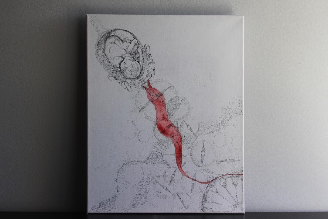 A Life Lived in Red - Pointillism Art - Ink & Acrylic Painting on ...