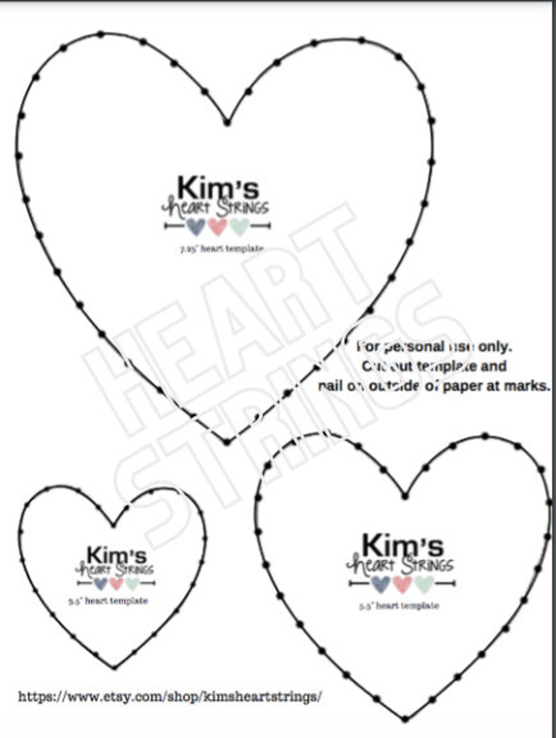 Digital String Art Heart Template 3 Sizes - Etsy
