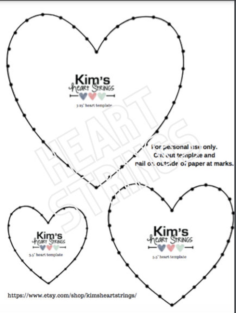 Digital String Art Heart Template - 3 Sizes - Etsy