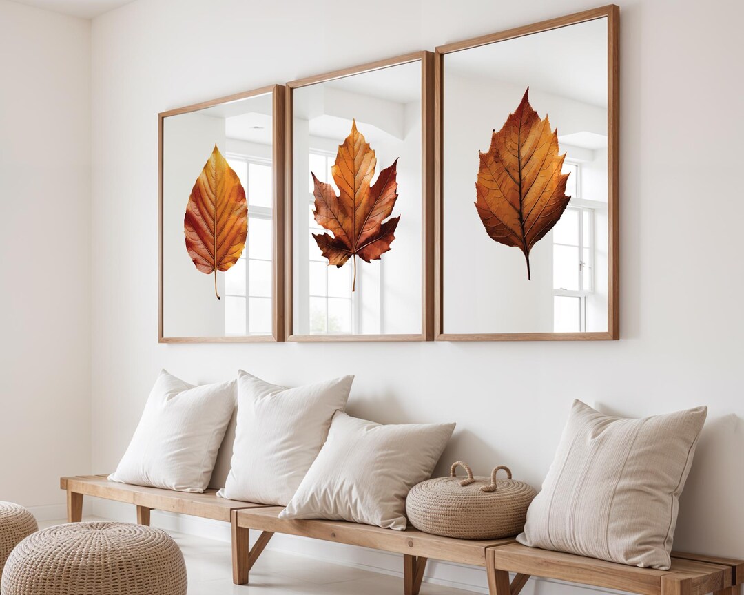 Autumn Leaf Print Set | Minimal Botanical Wall Art (digital Download ...