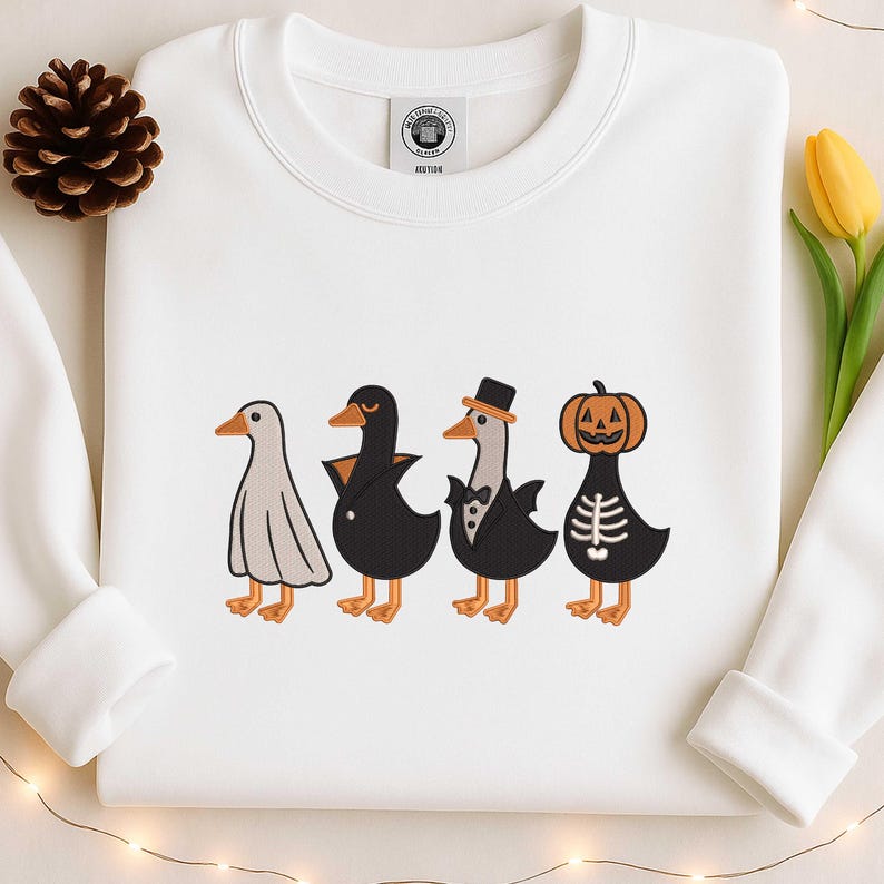 Halloween Goose Embroidery Design, Cute Duck Costume Embroidery File ...