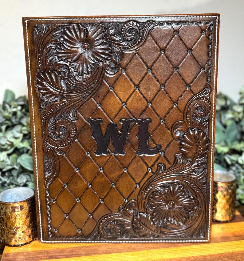 Custom Handmade Handtooled Rustic Leather Padfolios/ Journal Covers - Etsy