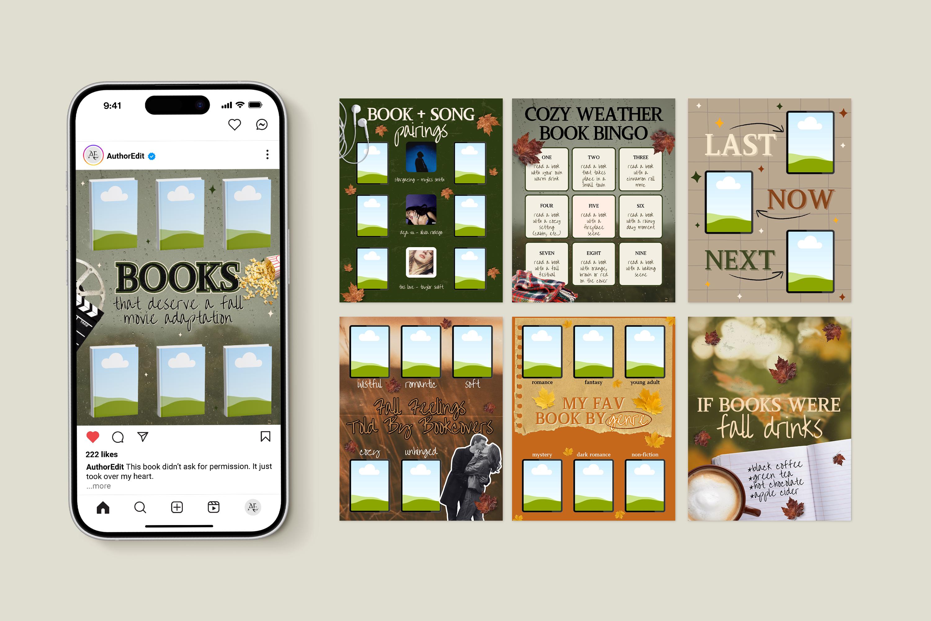 30 Fall Inspired Bookstagram Post Templates Booktok Instagram Cozy ...