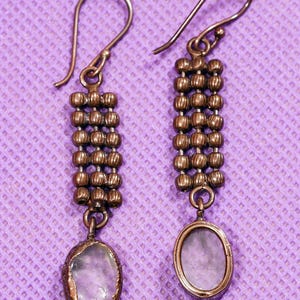 Buy Vintage Style Copper Beaded Earrings With Oval Stone Pendant ...