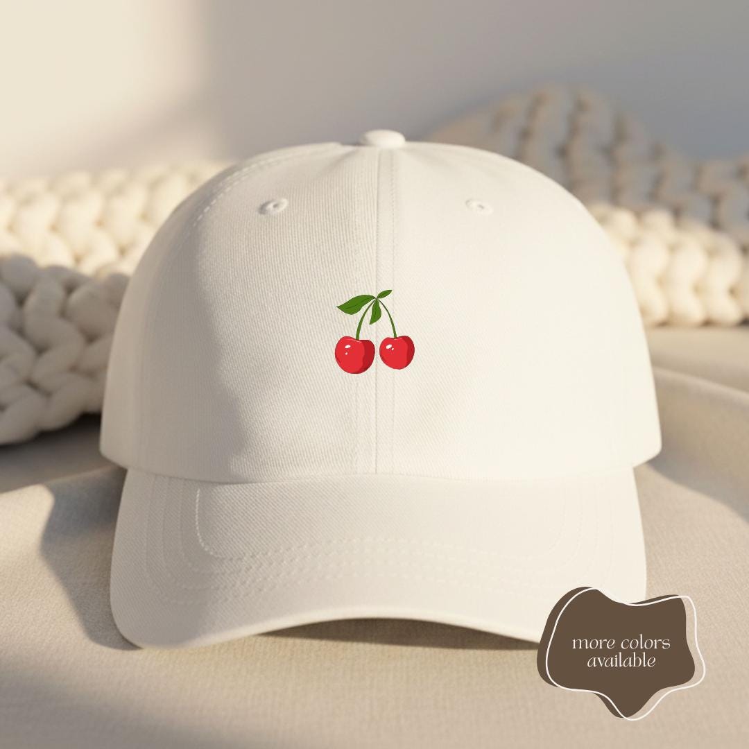 Embroidered Cherry Baseball Cap, Vintage Cherry Hat, Retro Baseball Cap ...