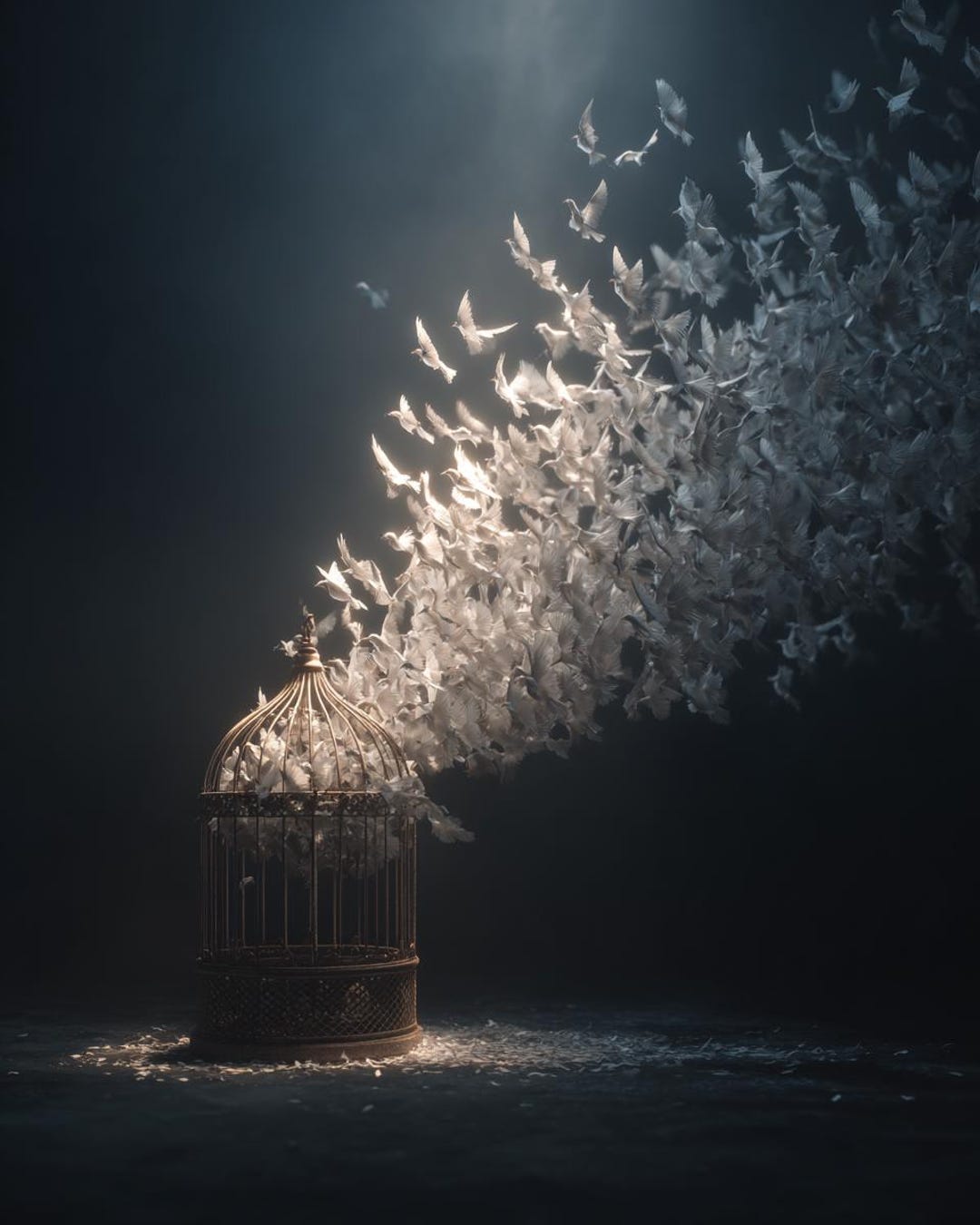 Iron Birdcage Exploding | Paper Ash Flock on Black | Cinematic Realism ...