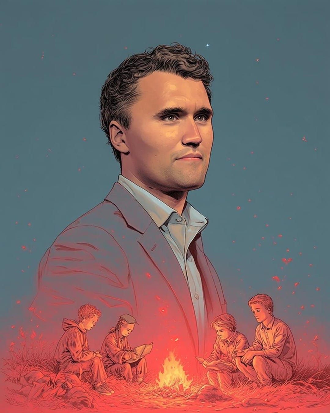Charlie Kirk Portrait Art: Reading by Fire (printable Digital Download ...