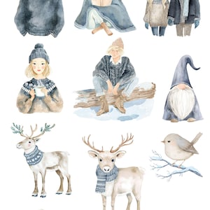 Hygge Christmas Clipart Nordic Scandinavian Holiday PNG Neutral ...