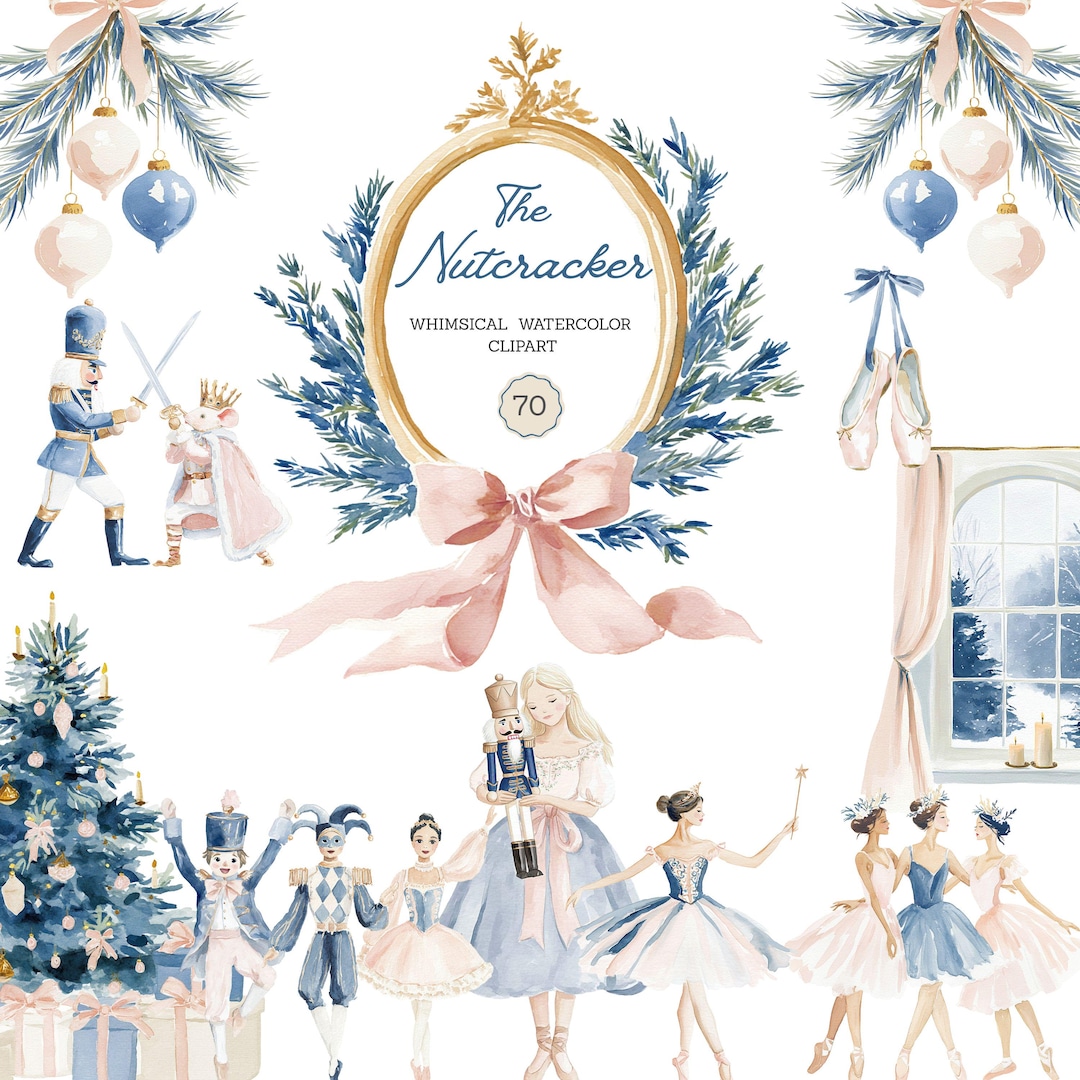 Nutcracker Clipart Whimsical Pastel Watercolor Ballet Christmas ...
