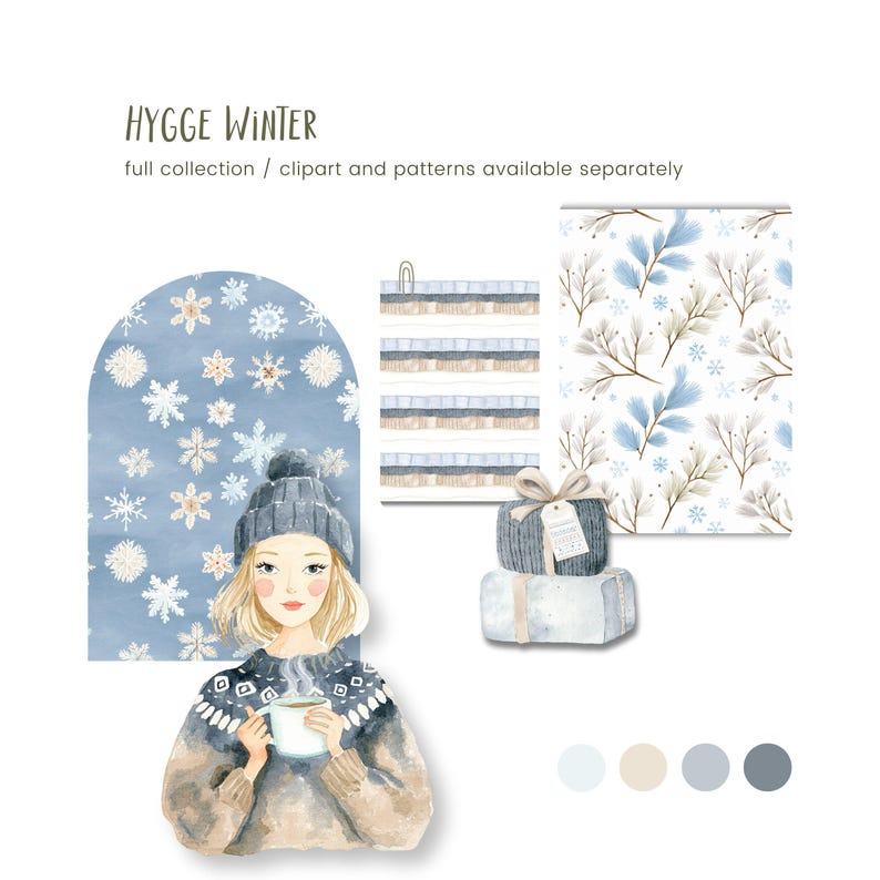 Hygge Christmas Clipart Nordic Scandinavian Holiday PNG Neutral ...