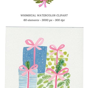 Whimsical Christmas Clipart Colorful Watercolor Doodles Holiday PNG ...