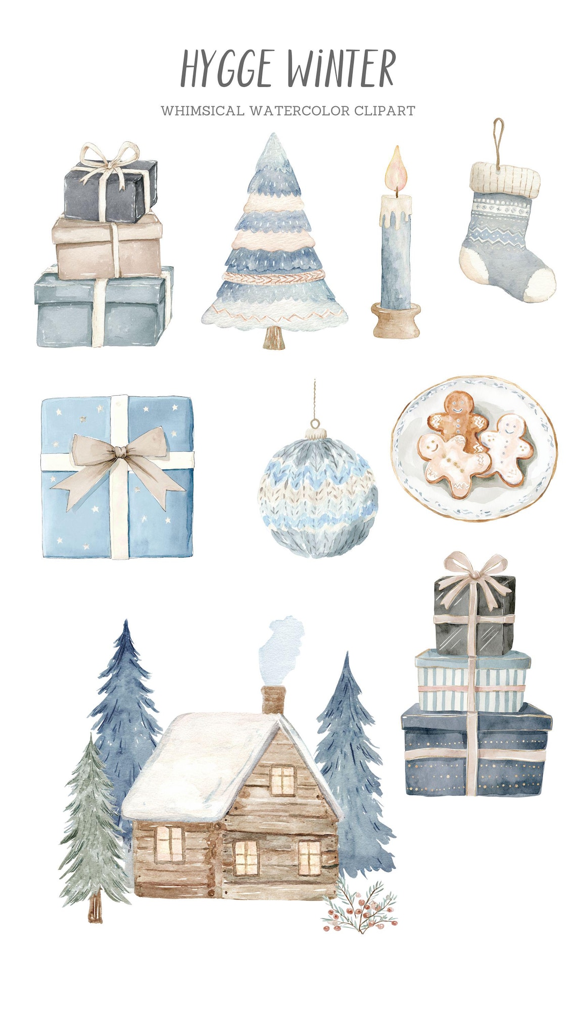 Hygge Christmas Clipart Nordic Scandinavian Holiday PNG Neutral ...