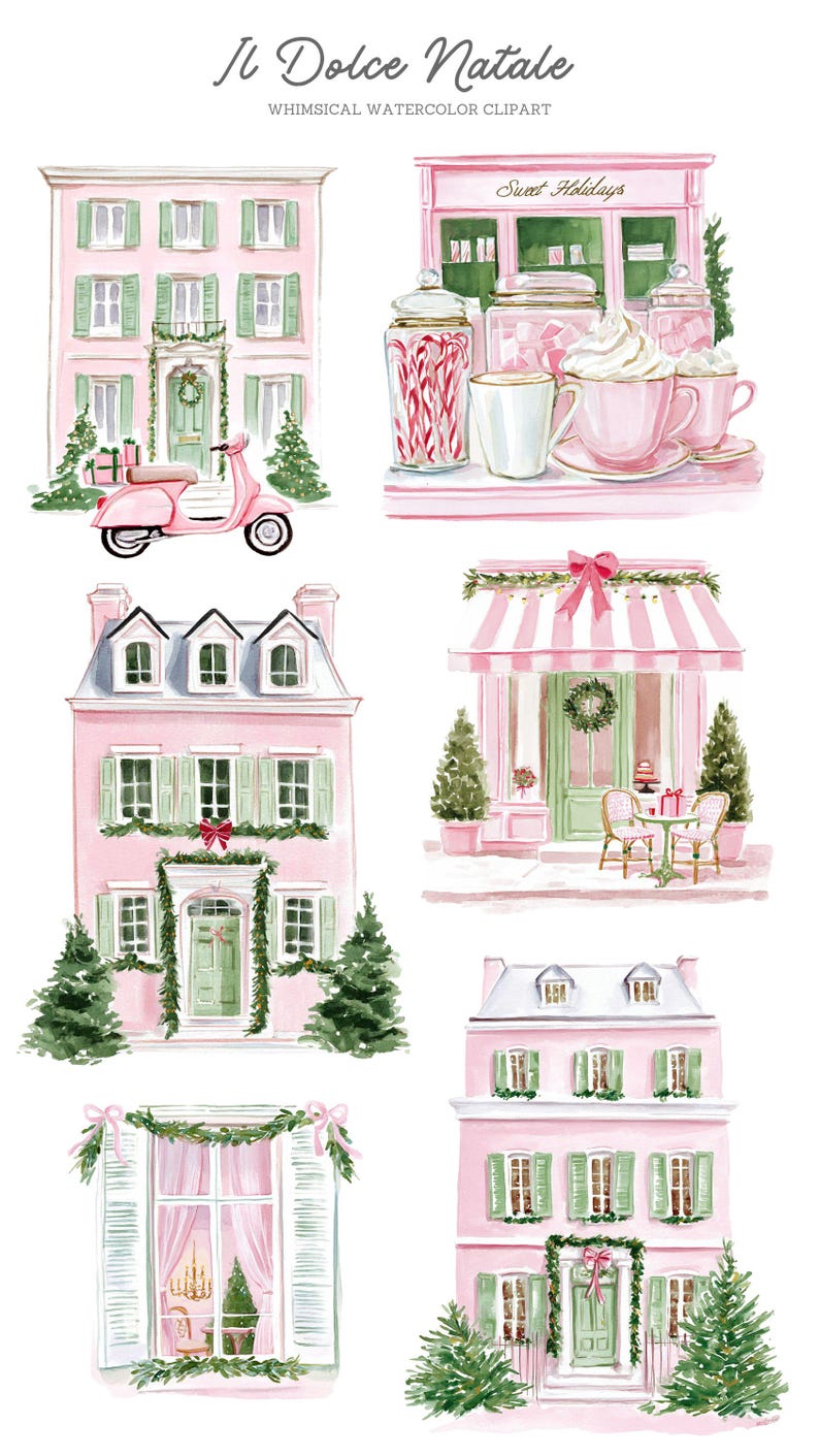 Preppy Pink Christmas Clipart: Retro Coquette Holiday Graphics (PNG ...