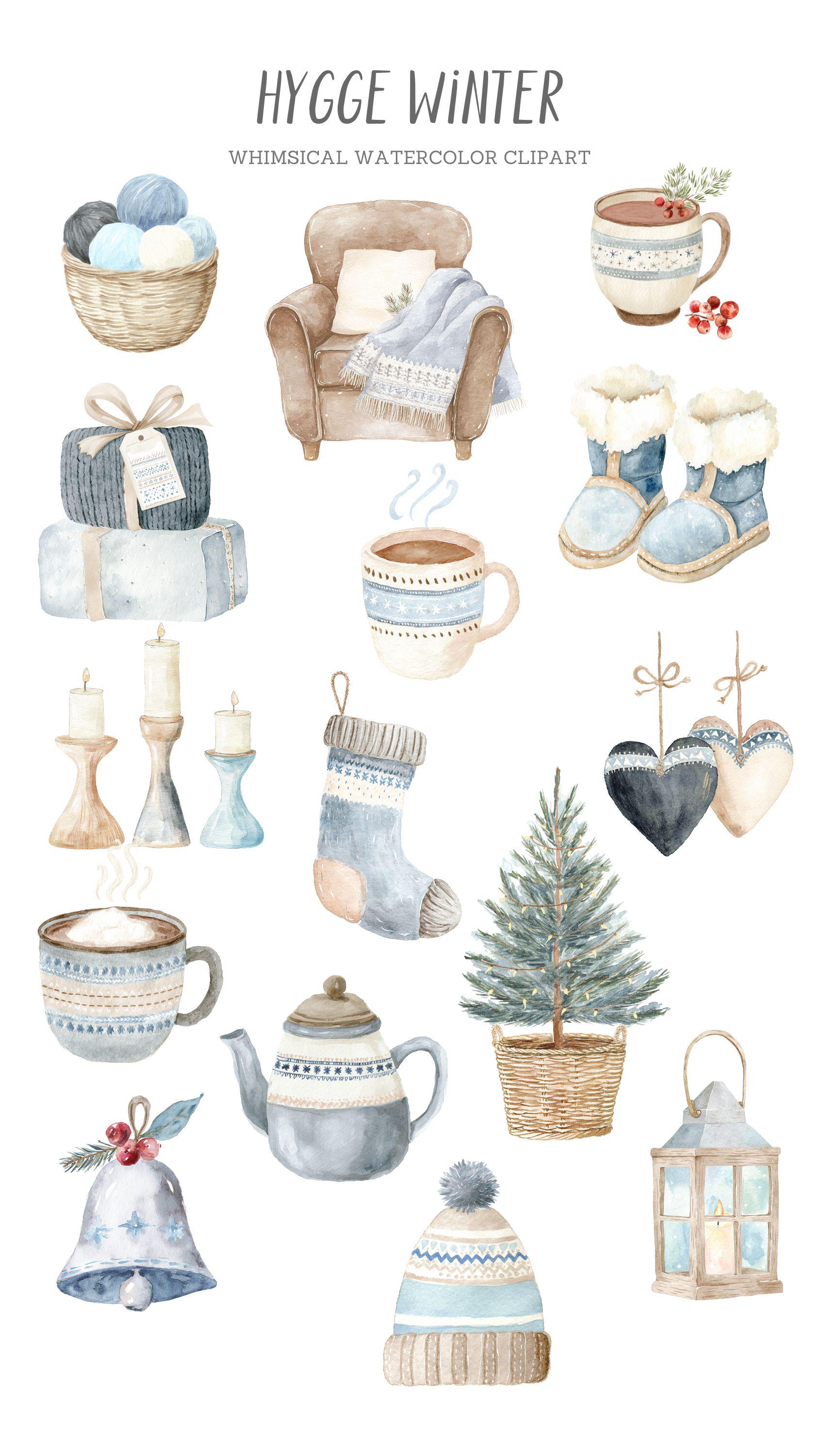 Hygge Christmas Clipart Nordic Scandinavian Holiday PNG Neutral ...