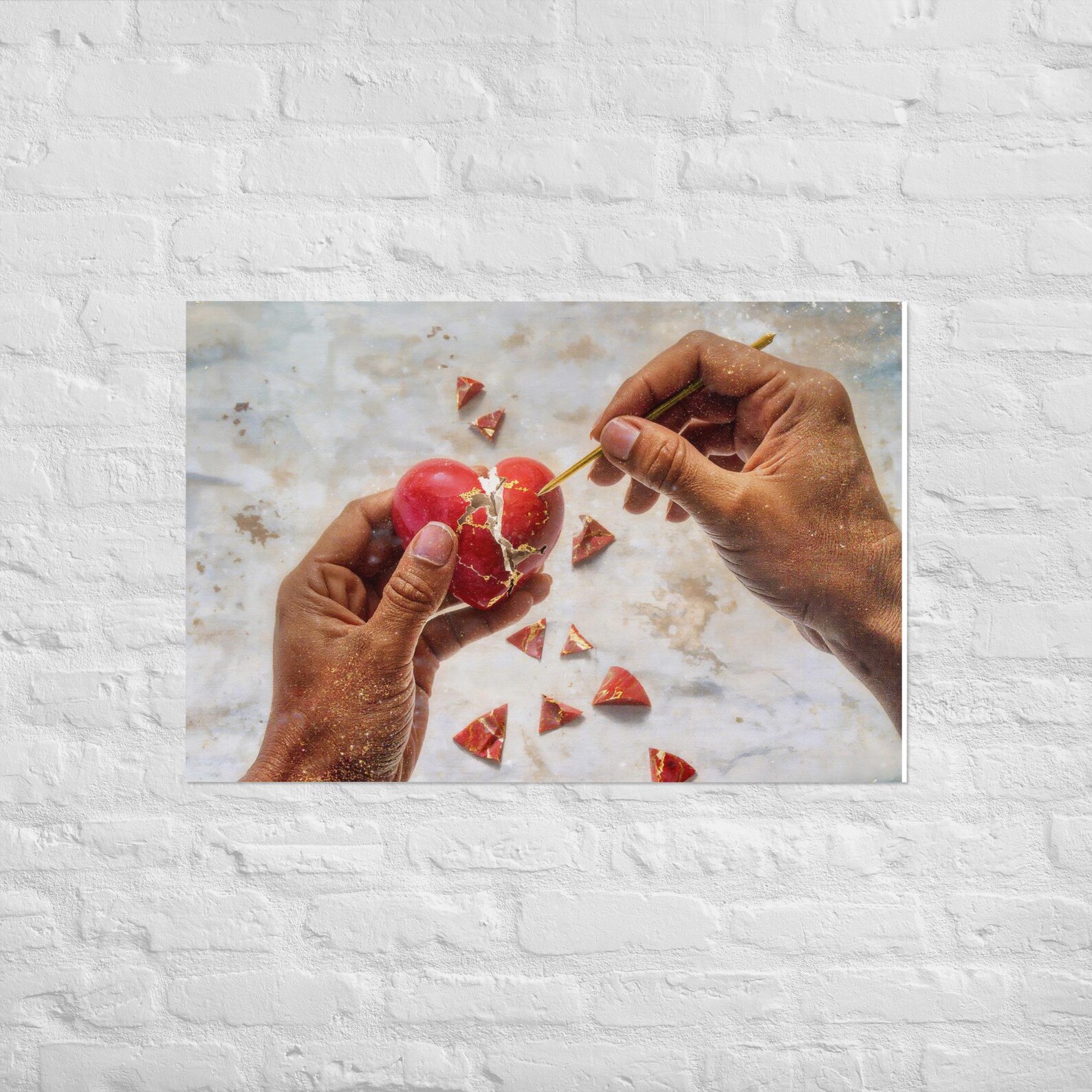 Jesus Healing Heart Kintsugi 2 Printed Wall Art | Jesus Healing Hands ...