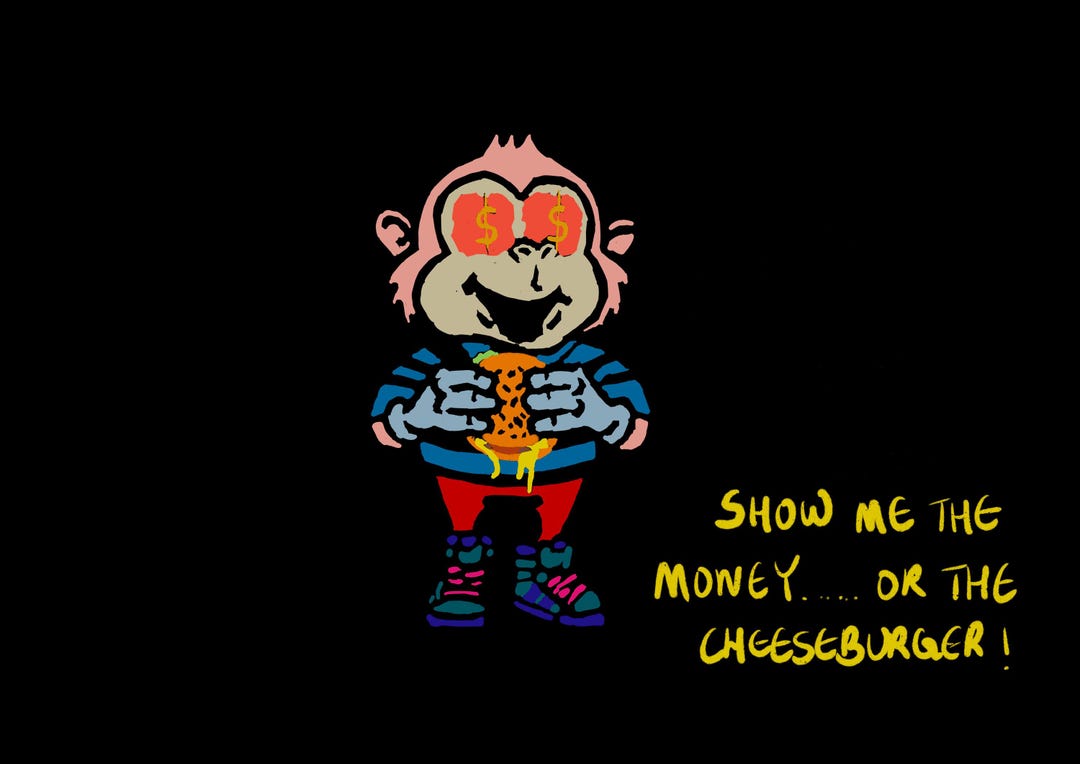 Cheeseburger Monkey Meme Print: Funny Trader Crypto Art (digital ...