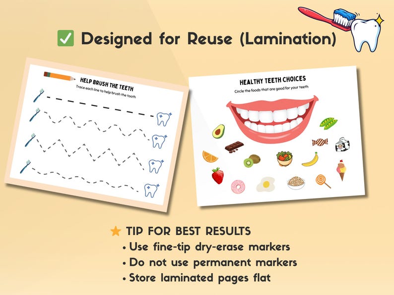 Dental Hygiene Worksheets for Kids Ages 3–6 | Tooth Brushing Activities ...