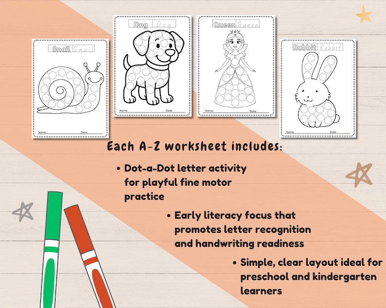 Alphabet Dot-a-dot Worksheet Set, Letter Tracing, Preschool Printable ...