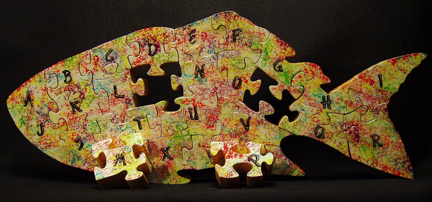 Child's ABC Scrollsaw Puzzle Fish | Etsy