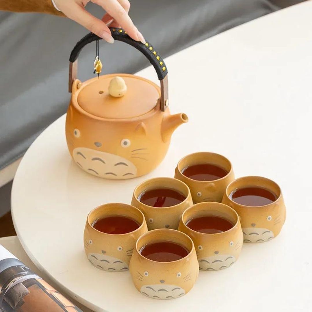 Totoro Tea Cup and Pot Set - Ceramic Studio Ghibli Anime Collectibles ...