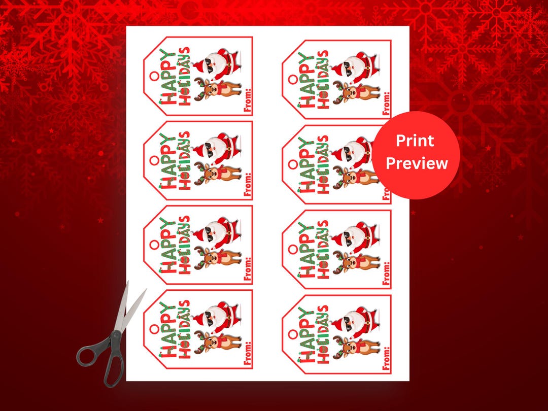 Printable Christmas Tags, Goody Bag Tags, School Gifts, PDF - Etsy
