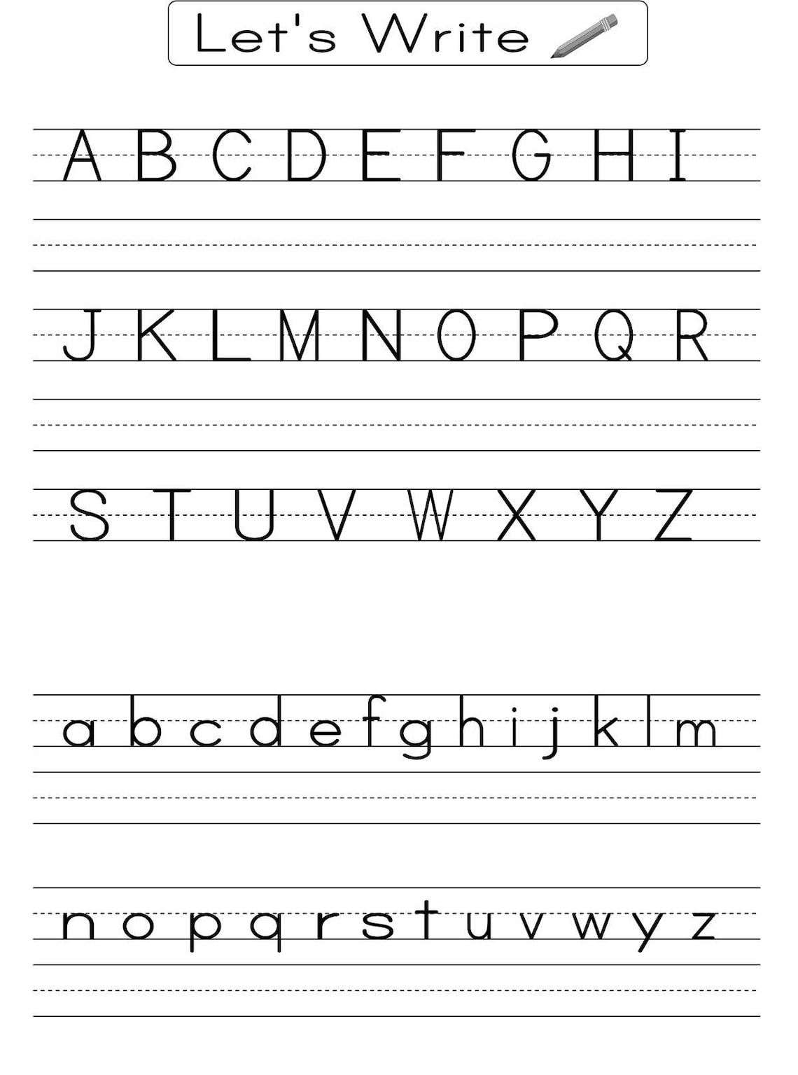 Alphabet Practice Worksheet: Uppercase & Lowercase Letters - Etsy