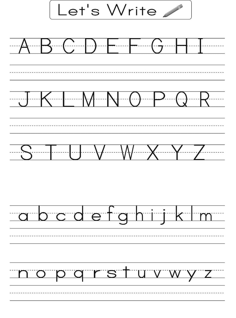 Alphabet Practice Worksheet: Uppercase & Lowercase Letters - Etsy
