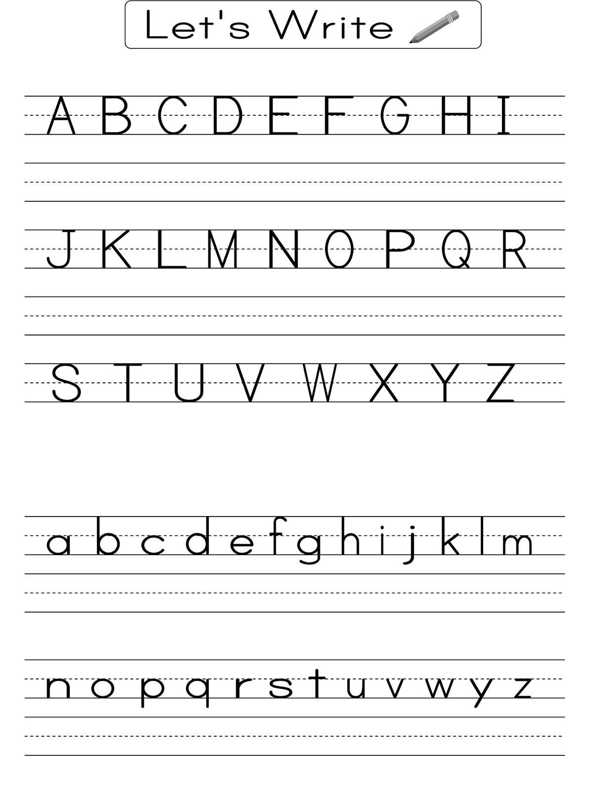 Alphabet Practice Worksheet: Uppercase & Lowercase Letters - Etsy