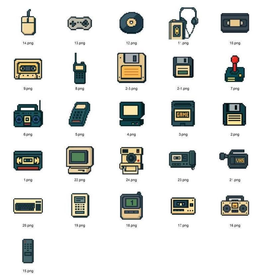 Retro Tech Icons – Digital Sticker Set (8 BIT Edition) - Etsy