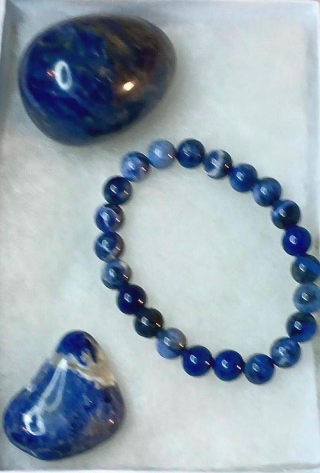 Sodalite Crystal Set – Beaded Bracelet, Polished Egg & Tumbled Stone ...